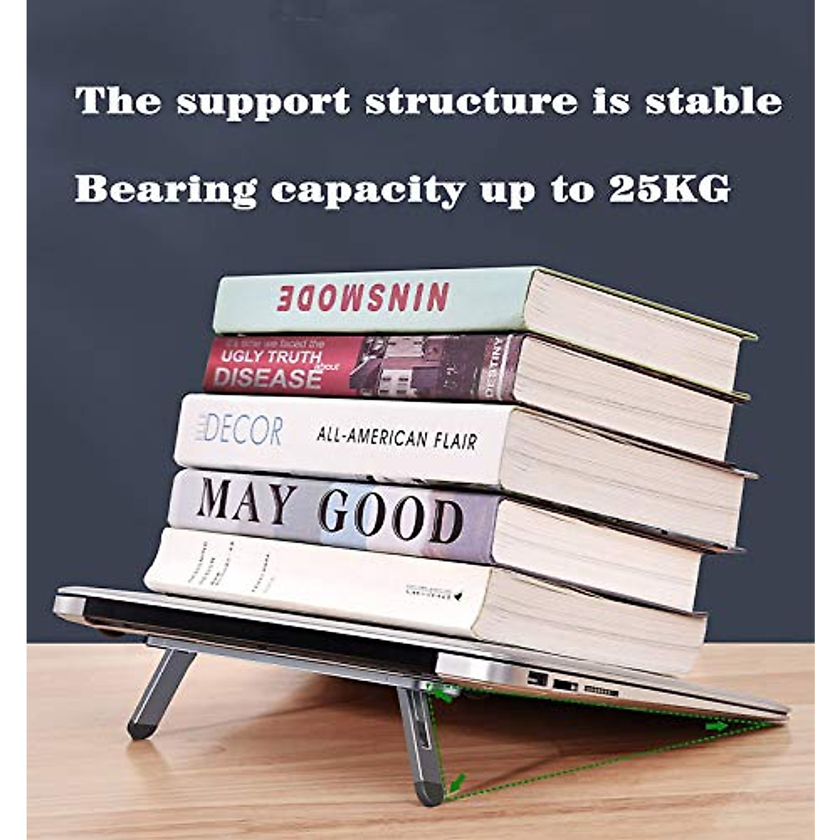 Zupro Portable Laptop Stand,Foldable Adjustable Heights,Invisible Aluminum Lightweight Laptop Keyboard Holder Riser,Ergonomic,Compatible with 10 to17 Inches Notebook Computer.Self-Adhesive.(Black)