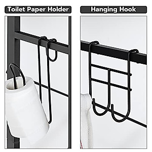 HOOBRO Over The Toilet Storage Cabinet, Mass-Storage Over Toilet Bathroom Organizer with Louver Door, X-Shaped Metal Frame, Space-Saving Toilet Rack, Easy Assembly, Rustic Brown BF431TS01