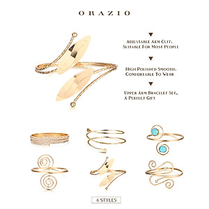 ORAZIO 6Pcs Coil Upper Arm Bracelet for Women Arm Cuff Open Armlets Armband Jewelry Minimalist Arm Bracelet Bangle Adjustable