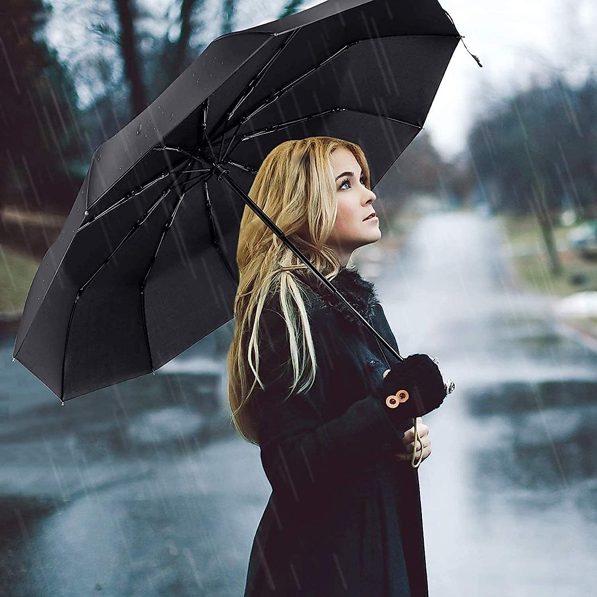 Liberty Imports 3 Pack Windproof Travel Rain Umbrellas - Compact, Light, Automatic, Strong and Portable - for Men and Women (Ed.1)