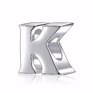 SOUKISS Alphabet Letter K Charms Bead Authentic 925 Sterling Silver Letter Initial A-z Alphabet Beads for Women Bracelets Necklace(K)