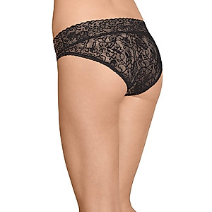 Jockey Women's Underwear Allover Lace Bikini, Black, XL
