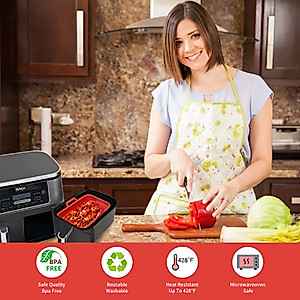 Air Fryer Silicone Pot 2Pcs, 8QT Silicone Air Fryer Liners for Ninja Foodi Dual DZ201 DZ401, Food Safe Reusable Air Fryer Silicone Basket, Foldable Upgrade Design, Easy Cleaning Air Fryer Accessories