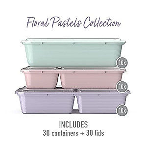 Bentgo® Prep 60-Piece Meal Prep Kit - 1, 2, & 3-Compartment Containers with Custom Fit Lids - Microwaveable, Durable, Reusable, BPA-Free, Freezer & Dishwasher Safe Storage Containers (Floral Pastels)