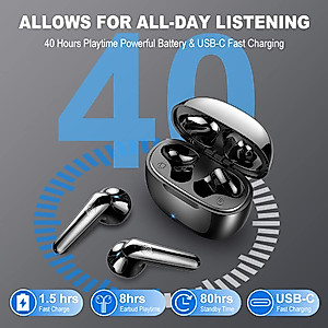 Wireless Earbuds, Bluetooth 5.3 Headphones with 4 Mic, 2023 Bluetooth Earbuds in Ear Mini ENC Noise Cancelling Earbuds 40H Deep Bass Wireless Earphones, USB-C, IP7 Waterproof Ear Buds for Android iOS