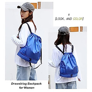 BONVEN Drawstring Backpack Drawstring Bags for Men Women Water Resistant String Backpack with Shoe Compartment Sport Gym Bag