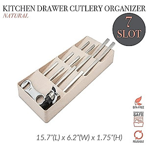 Kitchen Details 7 Slot Drawer 7 Compartment Cutlery Organizer, Natural