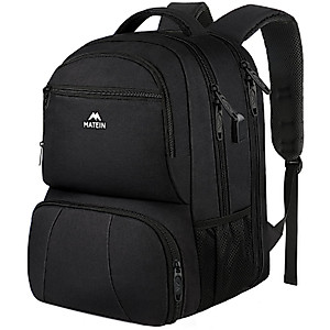 MATEIN Lunch Backpack for Men Work, 18 Inch Large Insulated Backpack Cooler with USB Charging Port, Water Resistant Lunch Box Backpack with Laptop Compartment for Travel Business College Picnic, Black