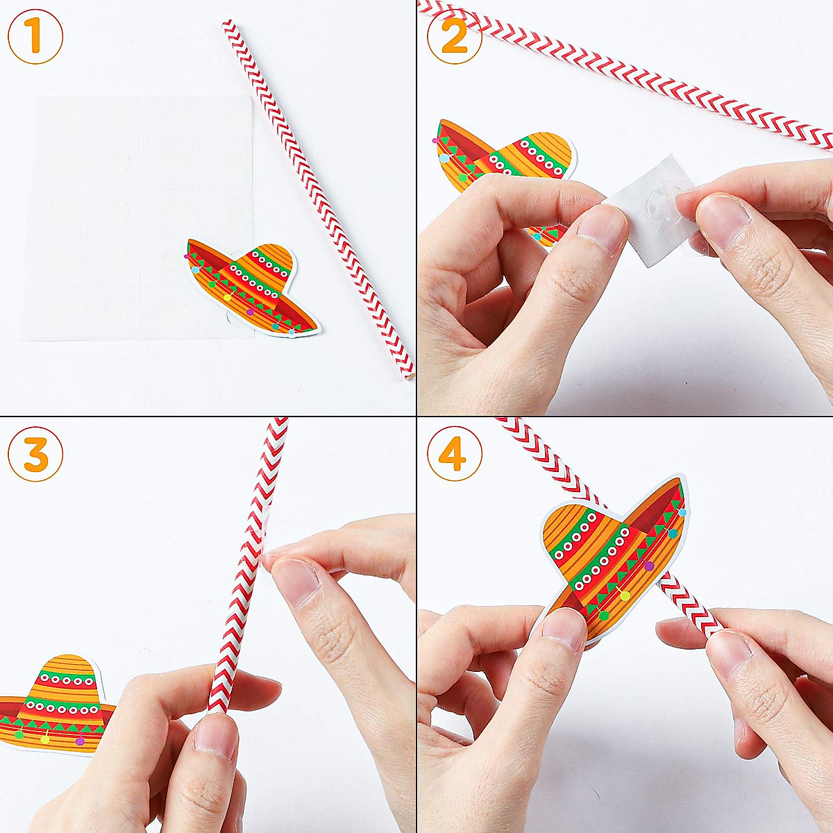 WATINC 80pcs Fiesta Paper Straws, Rainbow Color Striped Drinking Straws for Mexican Theme Party Decoration, Cinco De Mayo Fiesta Party Supplies, Paper Straws Decor for Summer Tropical Birthday Party