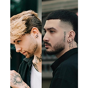 Fiasaso 22Pcs Dangle Earrings for Men Stainless Steel Hinged Hoop Earrings Long Chain Stud Cross Dangle Earrings Set Kpop Earrings for Mens Black