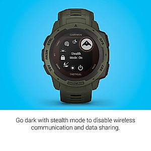 Garmin Instinct Solar Tactical, Solar-Powered Rugged Outdoor Smartwatch with Tactical Features, Built-in Sports Apps and Health Monitoring, Moss Green (Renewed)