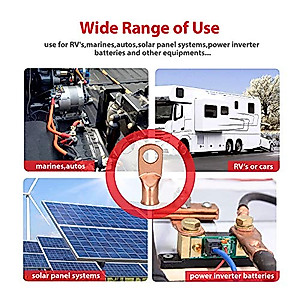 Heavy Duty Copper Wire Lugs Battery Cable Ends Eyelets Ring Terminal Connectors 2x3/8 12Pcs