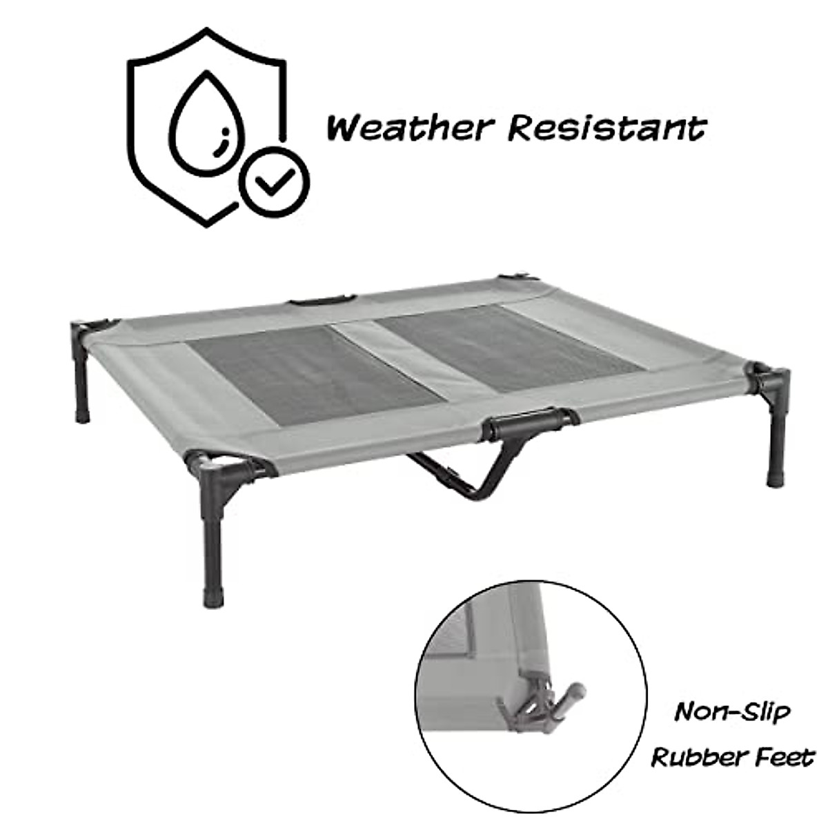 PETMAKER Elevated Dog Bed – 36x29.75 Portable Bed for Pets with Non-Slip Feet – Indoor/Outdoor Dog Cot or Puppy Bed for Pets up to 80lbs Large (Gray)