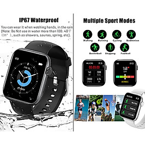 feifuns Smart Watch with Call(Answer Make Call) IP67 Waterproof Fitness Tracker Heart Rate Blood Pressure Oxygen SpO2 Sleep Step Calorie Count Smart Watches for Men Women for Android iOS Phone (White)