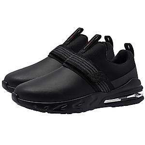 LARNMERN Non Slip Work Shoes Men Kitchen Chef Slip Resistant Shoe Waterproof Food Service Restaurant Air Cushion Working Footwear(Black/10)