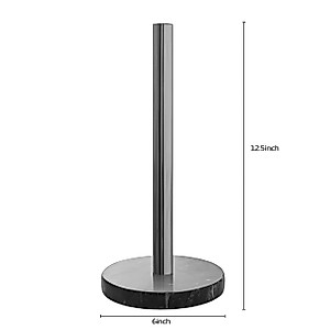 Koja Natural Black Marble and Stainless Steel 12.5” Paper Towel Holder with No-Slip 6” Base. Stylish Modern Design to Enhance Any Kitchen and Impress Your Friends and Guests.