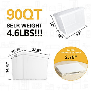 AnHome Heavy Duty Storage Container Clear Plastic Storage Bins Waterproof Foldable Utility Tote Organizing Container Box with Buckle Down Lid Collapsible Storage Box for Clothes Garage Outdoor Etc