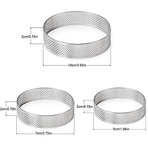 Somubi Stainless Steel Tart Ring, Set of 5 Heat-Resistant Perforated Cake Mousse Ring, Round Porous Tart Ring Bottom Tower Pie Cake Mould (S: 5cm/2inches in diameter)
