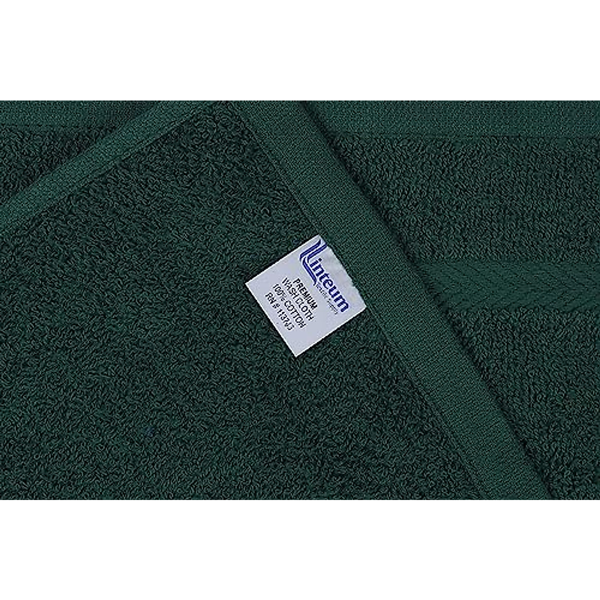 Linteum Textile Face Towel Set, 12x12 Inch, 100% Soft Cotton, 16 Single Ring Spun Washcloths, Absorbent & Durable Face Towel for Household, Spa, Gym and Hotels - 12 Pack (Hunter Green)