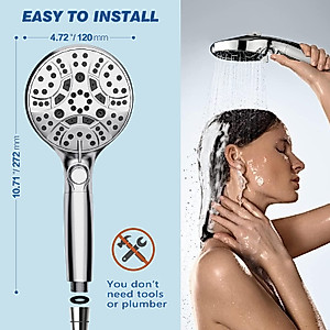 JONKEAN Handheld Water Softener Shower Head with Filter for Hard Water, Detachable Powerful Hand Held Shower Heads High Pressure, Pause Filtering Shower Head to Remove Chlorine and Fluoride (Chrome)