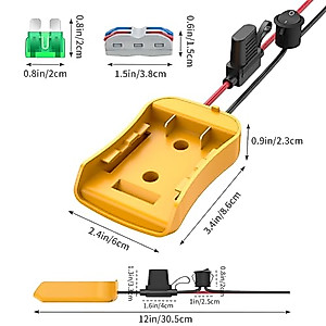Kzreect Power Wheels Adapter for Dewalt 20V Battery Adapter, 20V Power Wheels Battery Converter Kit with Fuses Holder and Switch, Wire Terminals, 12AWG Wire for RC Car Toys Truck Adapter Set (2 Pack)