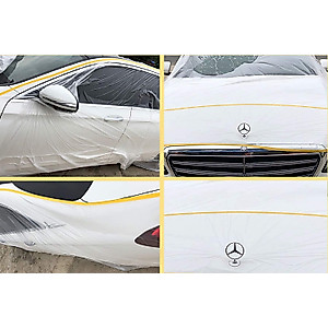 Pre-Taped Masking Film Paper, Adhesive Plastic Painting Drop Film for Automotive Furniture Protection Covering (5 X 65 Ft)