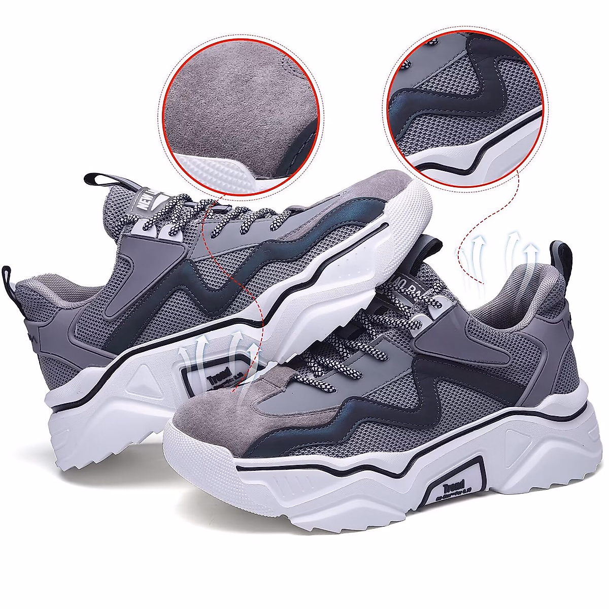 Ruivina Steel Toe Shoes for Women Safety Shoes Wide fit Indestructible Work Sneakers Men Lightweight Slip on Resistant Breathable Puncture Proof Composite Toe Shoe White 38