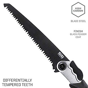 SOG Folding Saw - Wood Saw, Hand Saw, Pruning Saw and Camping Saw with 8.25 Inch Removable Blade and Compact Sheath for Foldable Saw (F10N-CP) , Black