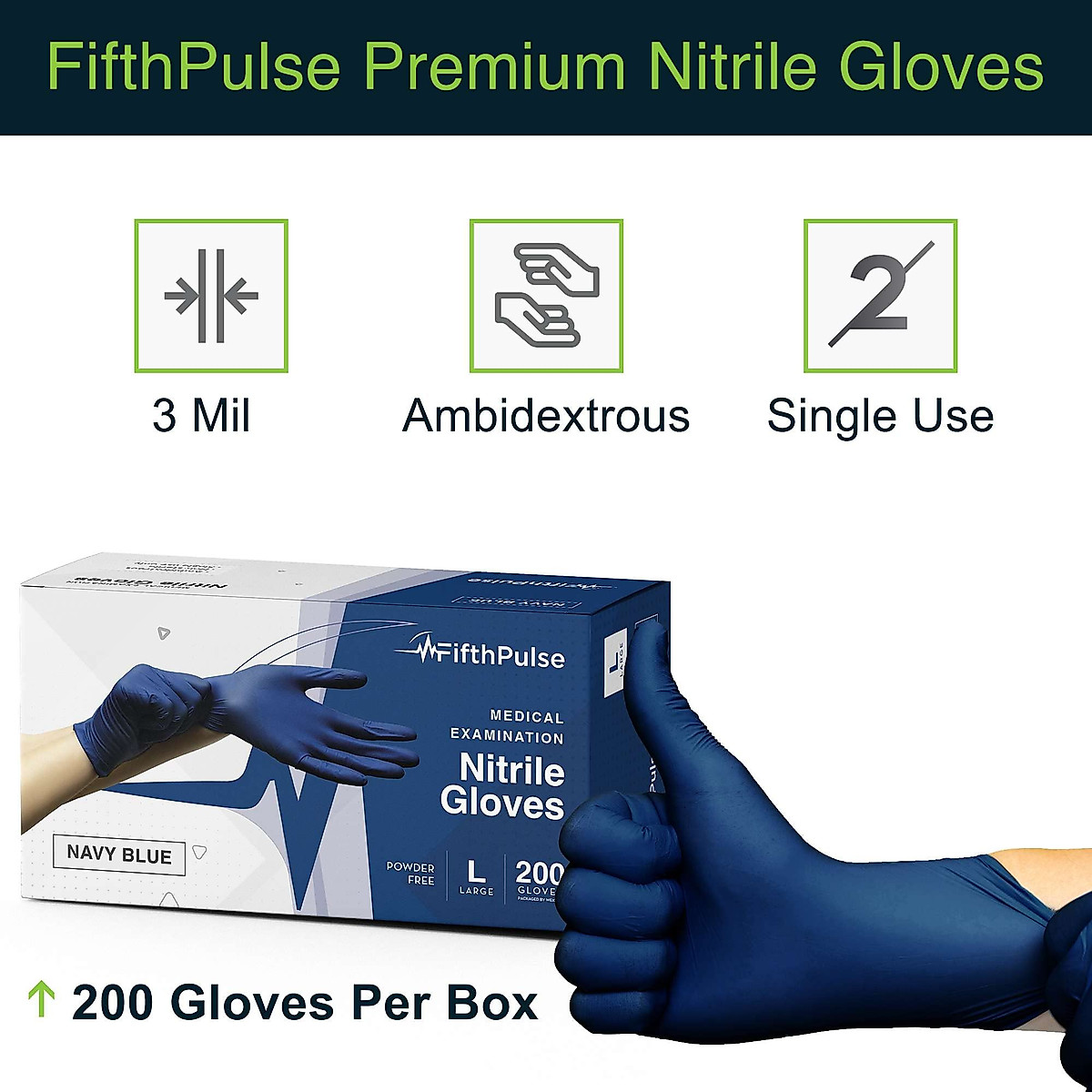 Navy Nitrile Medical Gloves X Small, 200 Count - Surgical Grade Latex Free Disposable Gloves X Small Rubber Gloves (Guantes Desechables)