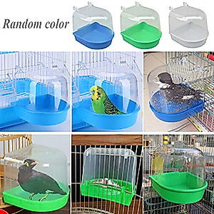 Parrot Bath Box Bird Cage Accessory Supplies Bathing Tub Bath for Parakeet Pet Brids Canary Budgies Parrot (Random Color)