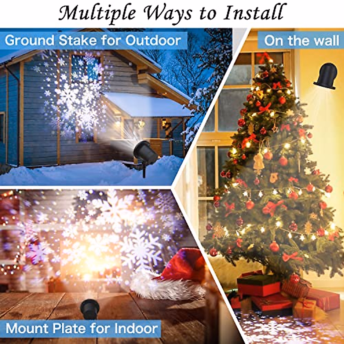 Christmas Projector Lights Outdoor - Waterproof LED Snowflake Projector Lights for Xmas Holiday Home Party Garden Decorations