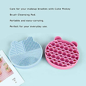 Makeup Brush Cleaning Mat,2 in 1 Makeup Brush Holder for Washing and Holder, Silicone Scrubber Pad for Drying Rack Cosmetic Clean Tools, 1 Pack