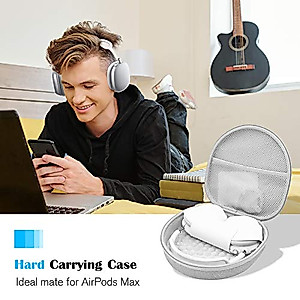 ProCase Hard Case for New AirPods Max, Travel Carrying Headphone Case with Silicone Earpad Cover & Mesh Pocket, AirPods Max Protective Portable Storage Bag -Grey