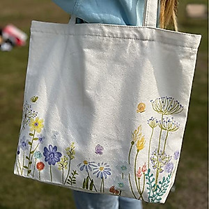 Lioying Canvas Tote Bag for Women, Reusable Grocery Bags Cute Tote Shoulder Bag Personalized Gifts with Zipper for Women Girl