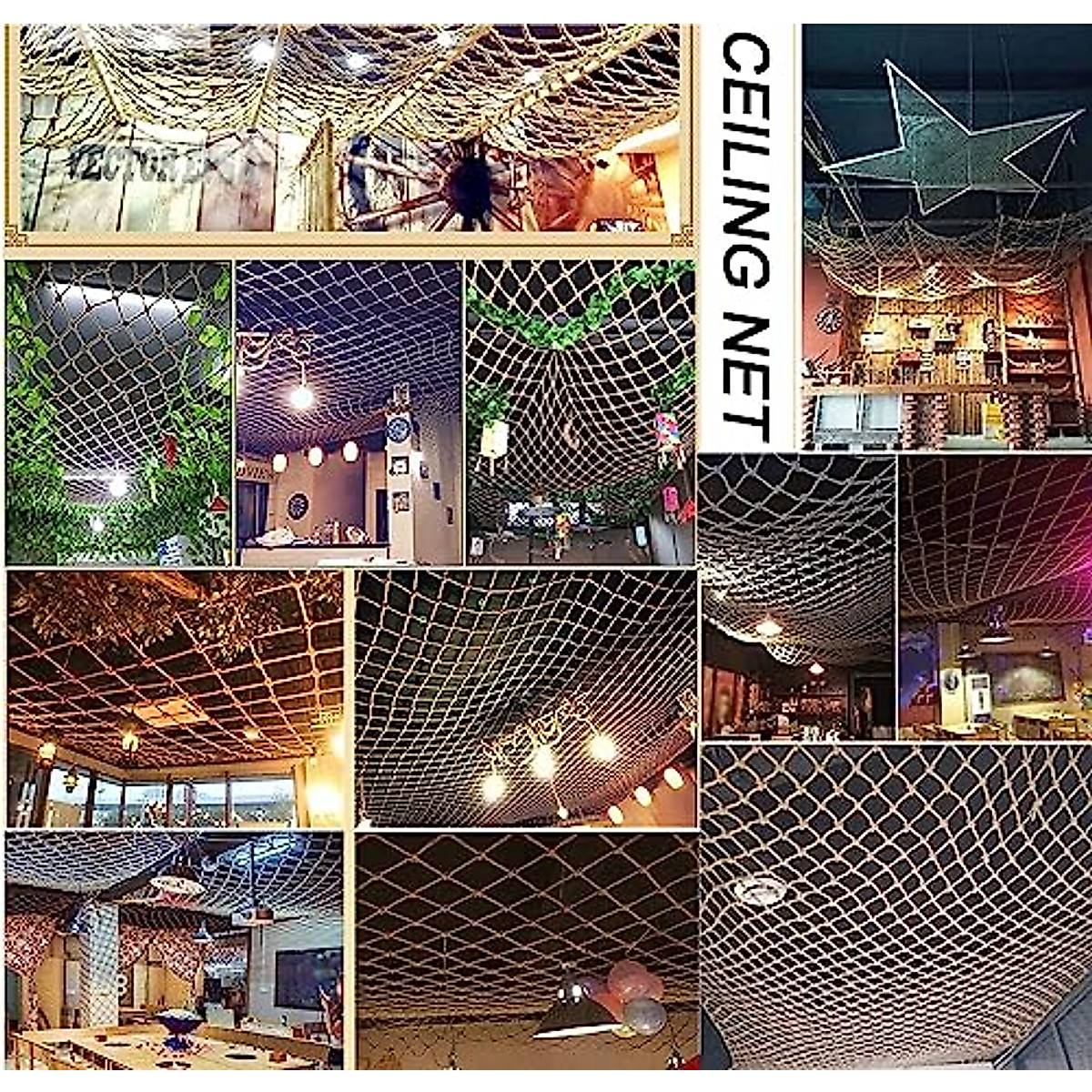 KACQIHTU Hemp Rope Net Child Safety Net Rope Fence Stairs Balcony Railings Garden Playground Safety Protection Rope Netting Climbing Net for Kids