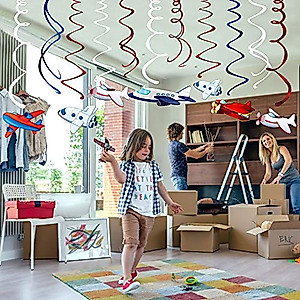 CC HOME 30Pack Airplane Hanging Swirls Fly Flight Ceiling Streamer Birthday Party Decorations Airplane Themed Party Favors for Holiday Baby Shower Home Decoration Party Supplies