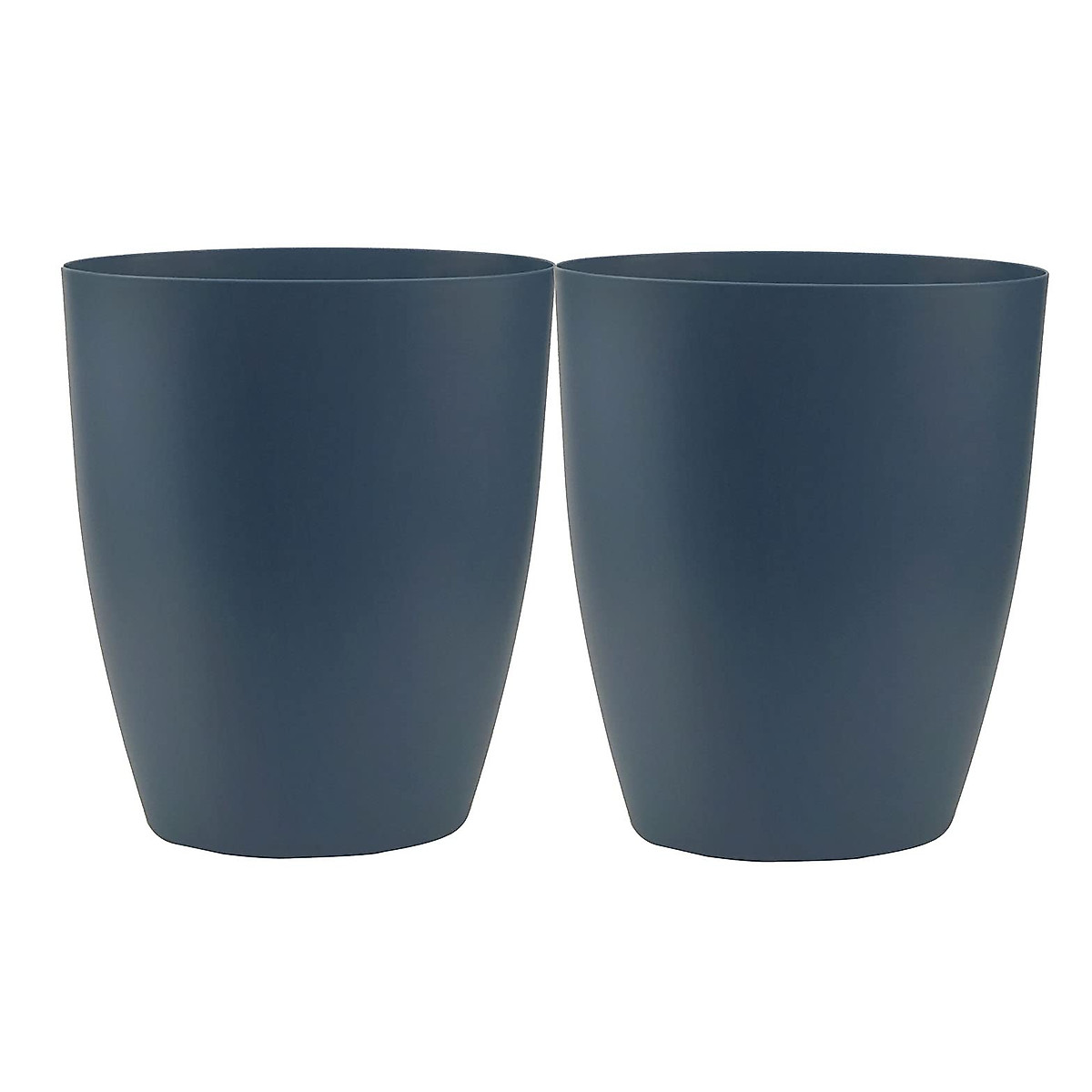 Besli Plastic Small Trash Can 2 Gallon/7.6 Liter Garbage Can Wastebasket for Bathroom Bedroom Kitchen Office (2 Pack, Blue)