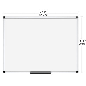 VIZ-PRO Dry Erase Board/Whiteboard, 48 x 36 Inches, Wall Mounted Board for School Office and Home