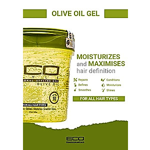 Eco Style ECOCO Style Gel Olive Oil-100% Pure Olive Oil-Adds Shine And Tames Split Ends-Weightless Style-Nourishes And Repairs-Adds Moisture To The Scalp-Superior Hold-Healthy Shine-16 Oz