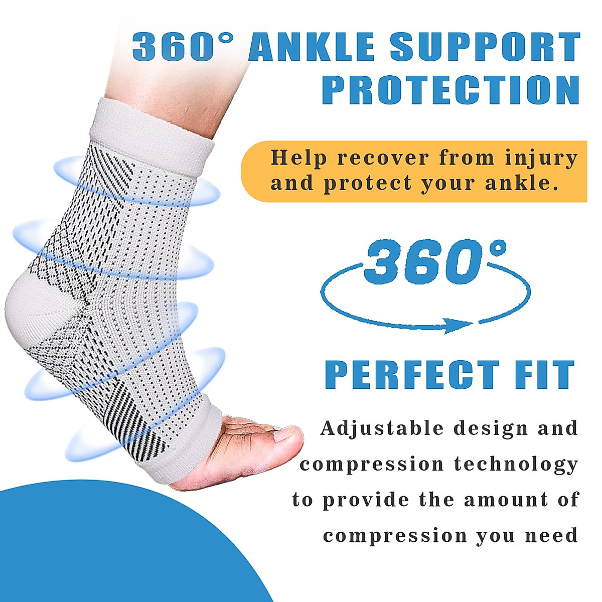 Neuropathy Socks for Women, 6Pairs Soothe Compression Socks for Neuropathy Pain, Ankle Brace Plantar Fasciitis Swelling Relief (L/XL)