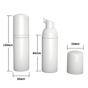 EVERGD 2oz/60ml Plastic Foam Dispenser Bottle | Mini Foaming Pump Dispenser Empty - for Refillable Travel Hand Soap Foaming, Shampoo, Castile & BPA Free (16) White