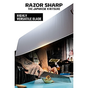 Dalstrong Kiritsuke Chef Knife - 8.5 inch - Gladiator Series Elite - Forged German High Carbon German Steel - Full Tang Kitchen Knife - Black G10 Handle - w/Sheath - Chef's Knife - NSF Certified