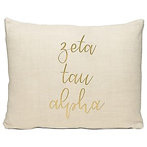 Sorority Shop Zeta Tau Alpha Pillow – Gold Script Design, 12" x 16" Lumbar Pillow Sorority