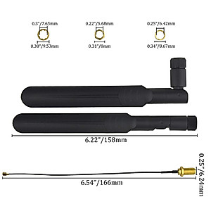 XINGYHENG 2Pcs 2.4G 5G 5.8G Dual Band Glue Stick Antenna Omnidirectional High-gain with Female Pigtail Cable 6.5 inch for Router Antenna