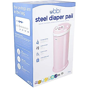 Ubbi Steel Odor Locking, No Special Bag Required Money Saving, Awards-Winning, Modern Design, Registry Must-Have Diaper Pail, Pink