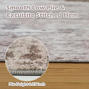 OIGAE Machine Washable Rug - 5x7 Area Rug Low-Pile Non-Shedding Foldable Abstract Modern Rugs, Stain Resistant Anti Slip Backing Rugs for Living Room&Bedroom&Dining Laundry Home Office Carpet, Brown