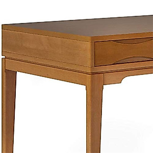 SIMPLIHOME Harper SOLID WOOD Mid Century Modern 60 inch Wide Home Office Desk, Writing Table, Workstation, Study Table Furniture in Light Golden Brown with 2 Drawers