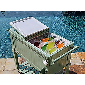Permasteel PS-203F1-SAGE-AM 80 Quart Portable Rolling Patio Cooler, Sage