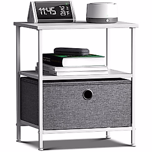 Sorbus Nightstand 1-Drawer Shelf Storage - Bedside Furniture & End Table Chest Dresser with Steel Frame, Wood Top & Easy Pull Fabric Bins for Home, Bedroom, Closets, Bathroom, Office & College Dorm