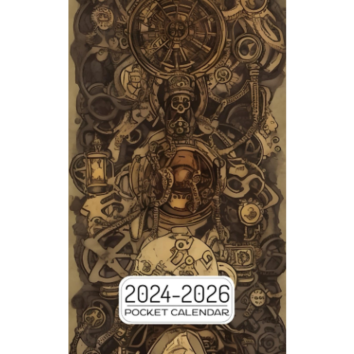 Pocket Calendar 2024-2026: Two-Year Monthly Planner for Purse , 36 Months from January 2024 to December 2026 | Steampunk Alchemist | Magician tarot card rendition